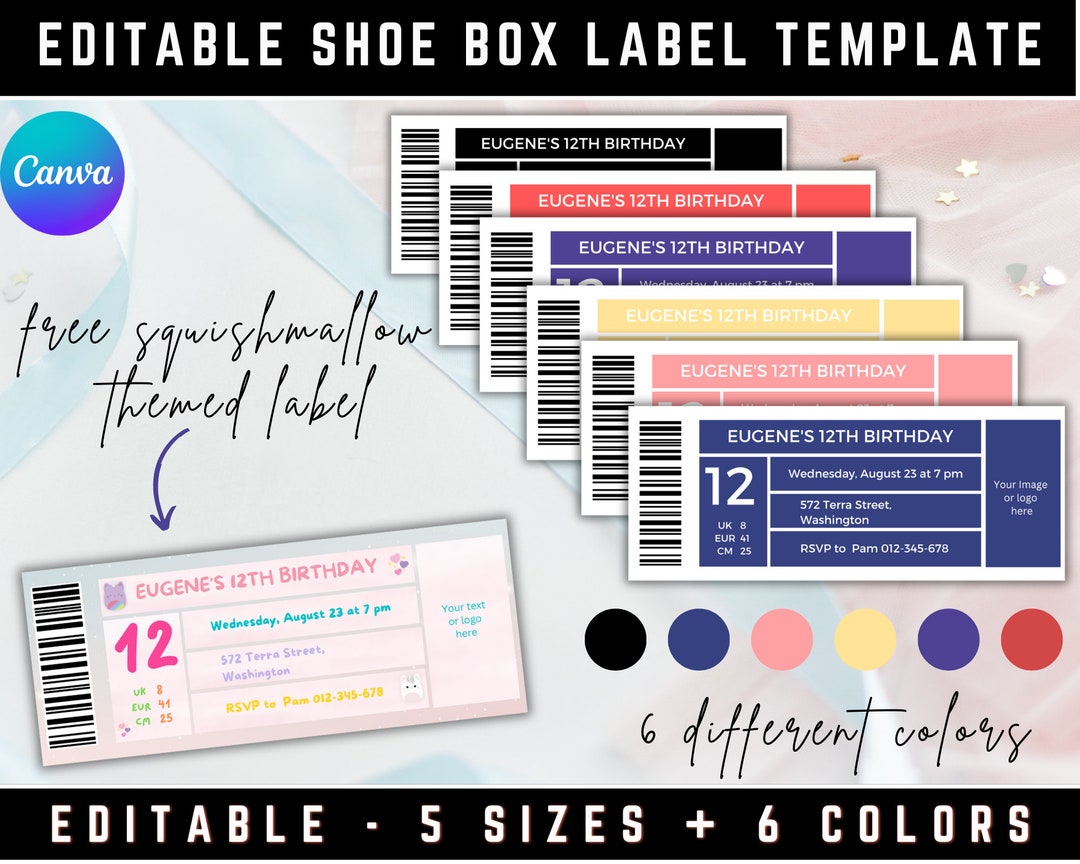 Shoe Box Label Template, Shoe Box Label Svg, Label Template Svg, Label ...