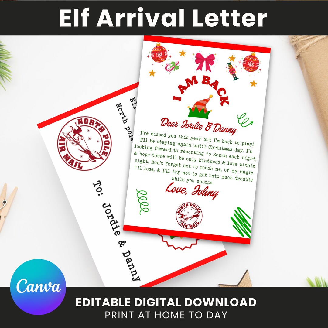 Elf Arrival Letter, First Time Elf Arrival Letter, Christmas Elf ...