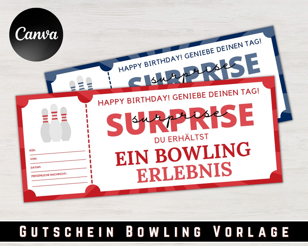 Personalized Voucher Bowling Ticket Instant Download Bowling Editable ...
