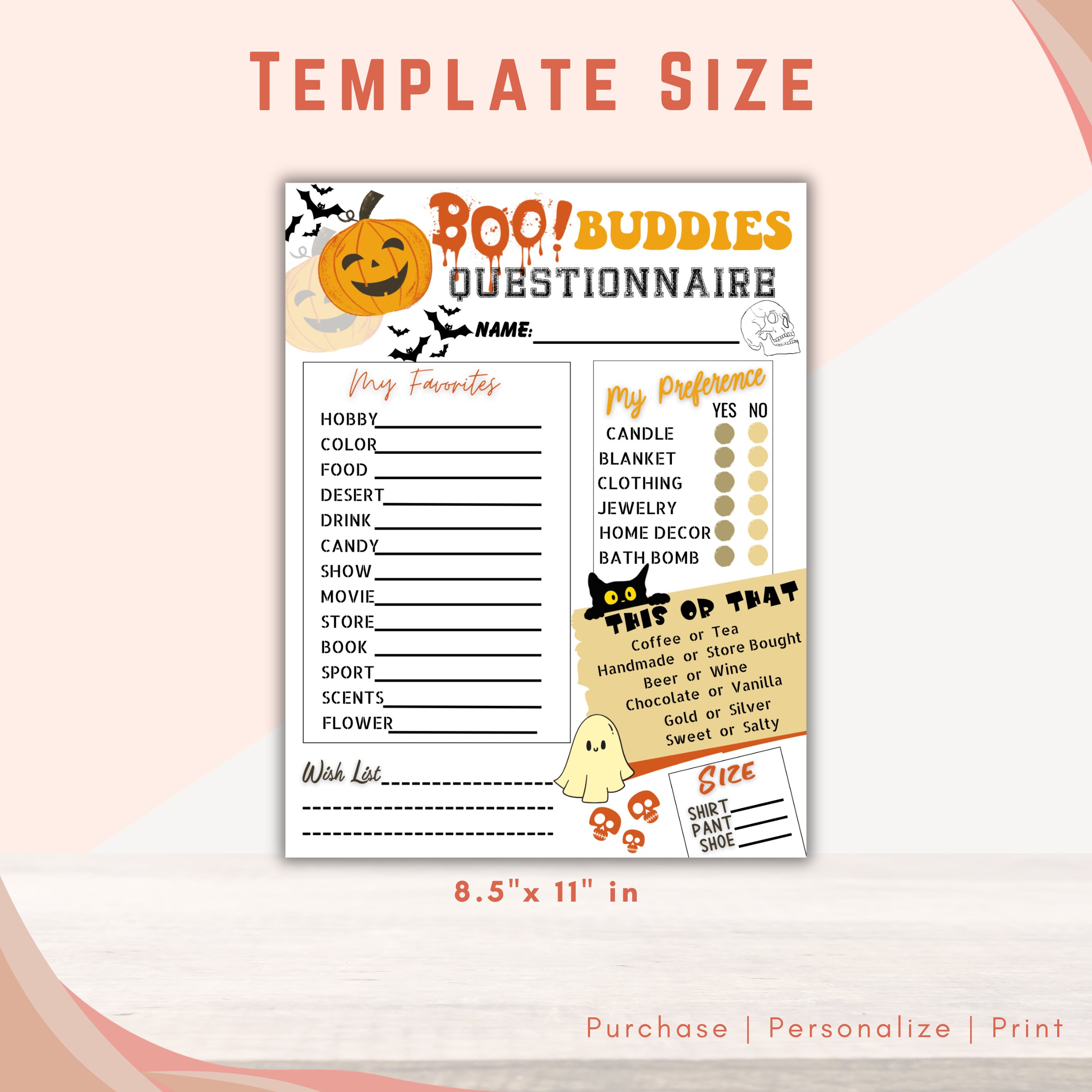 Editable Halloween Boo Buddies Questionnaire, Boo Basket Questionnaire ...