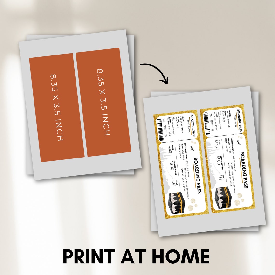 Hajj Boarding Pass, Editable Umrah Mubarak Boarding Pass, Hajj Plane ...