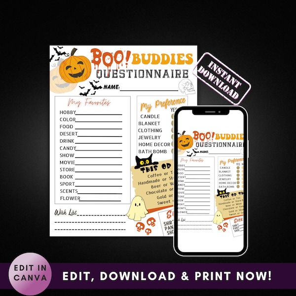 Boo Basket Questionnaire - Etsy