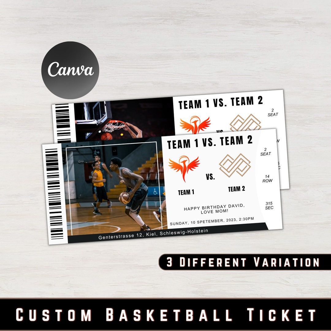 Basketball Custom Tickets, Event Custom Tickets, Basketball Game Ticket ...
