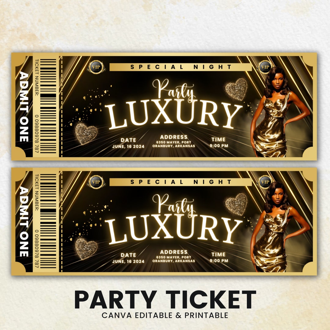 Editable Party Ticket Canva Template, Printable Event Ticket, Concert ...