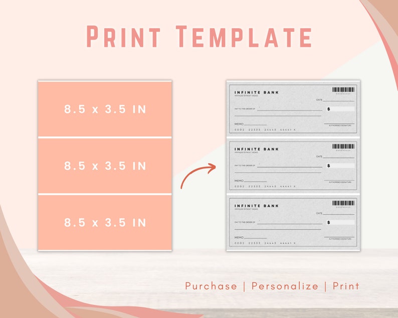 Bank Note Printable Blank Check Blank Birthday Cheque Check - Etsy