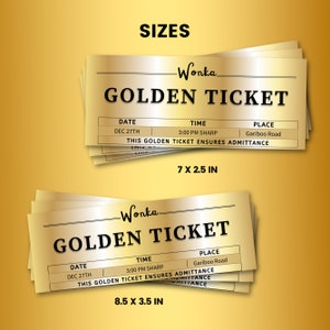 Golden Ticket Template, Printable Golden Ticket Editable Template ...