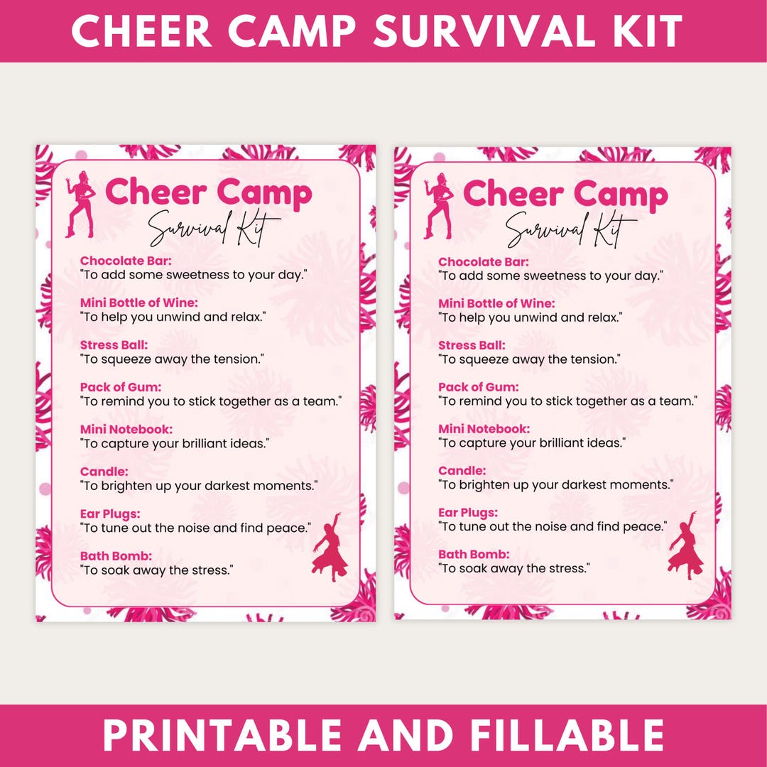 Printable Cheer Camp Survival Kit, Cheer Camp Gifts, Cheer Camp Kit ...