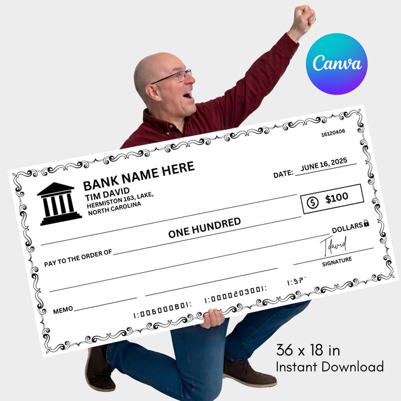Large Editable Checks in Canva - Etsy