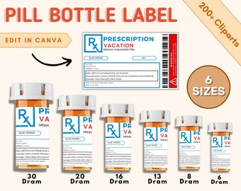 Prescription Label Template, Editable RX Bottle Label Template, Party ...