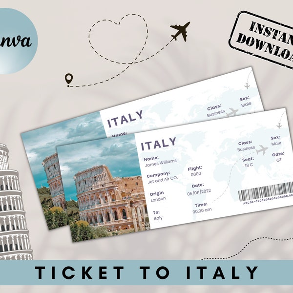 Rome Boarding Ticket - Etsy UK