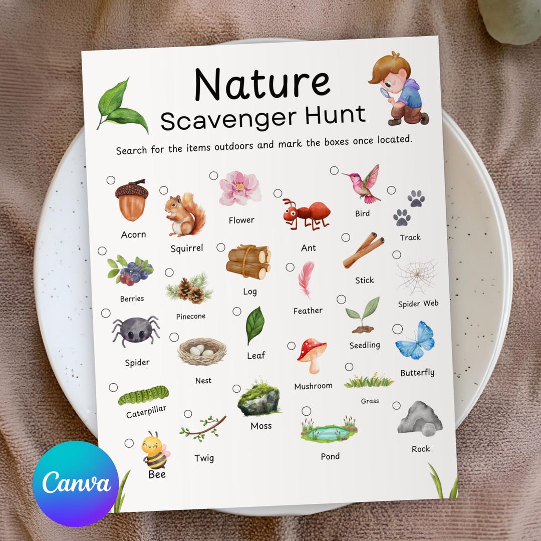 Nature Scavenger Hunt Bundle for Kids/adults, Nature Scavenger Hunt ...