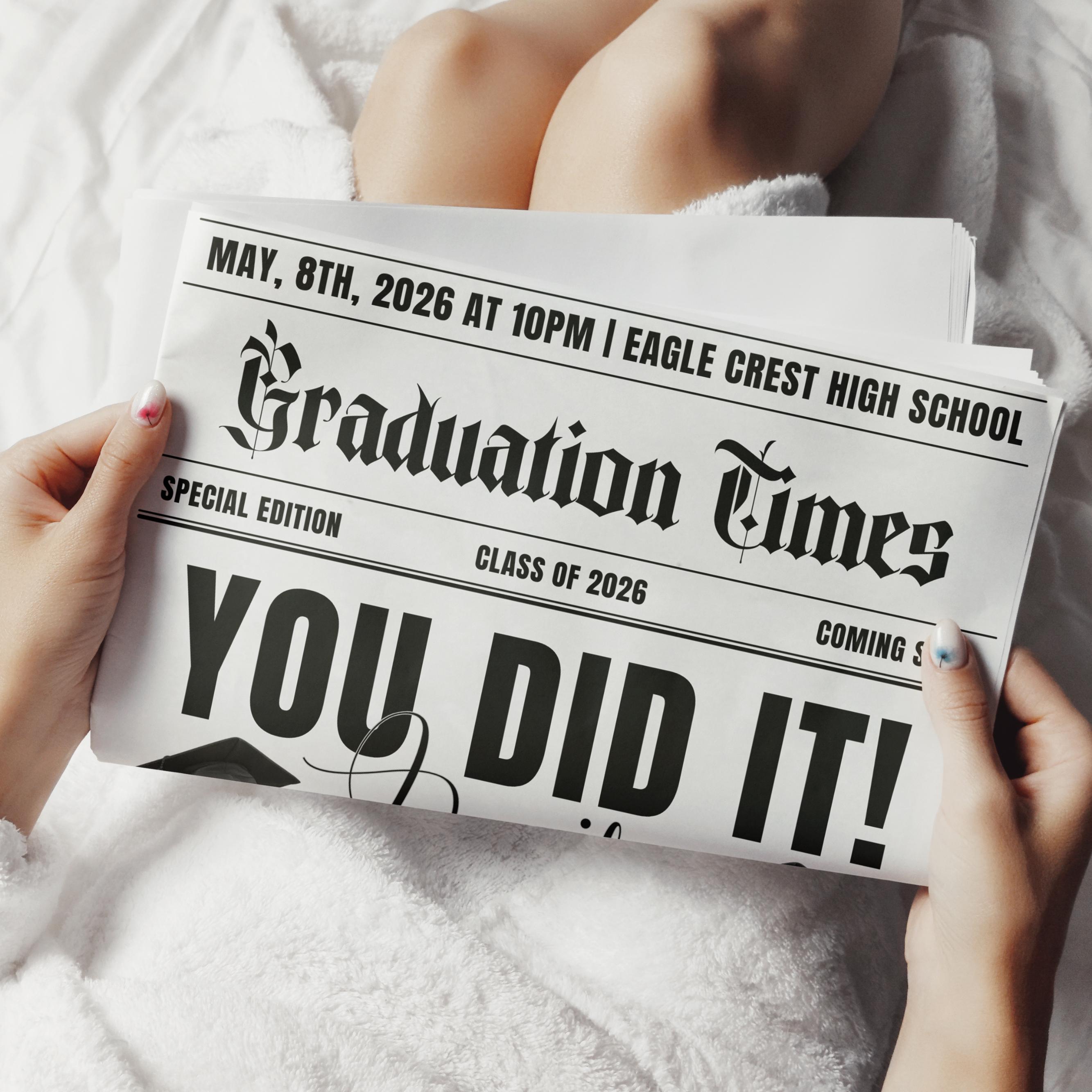 Canva 2026 Graduation Newspaper Template, Set of 6 Senior Large ...