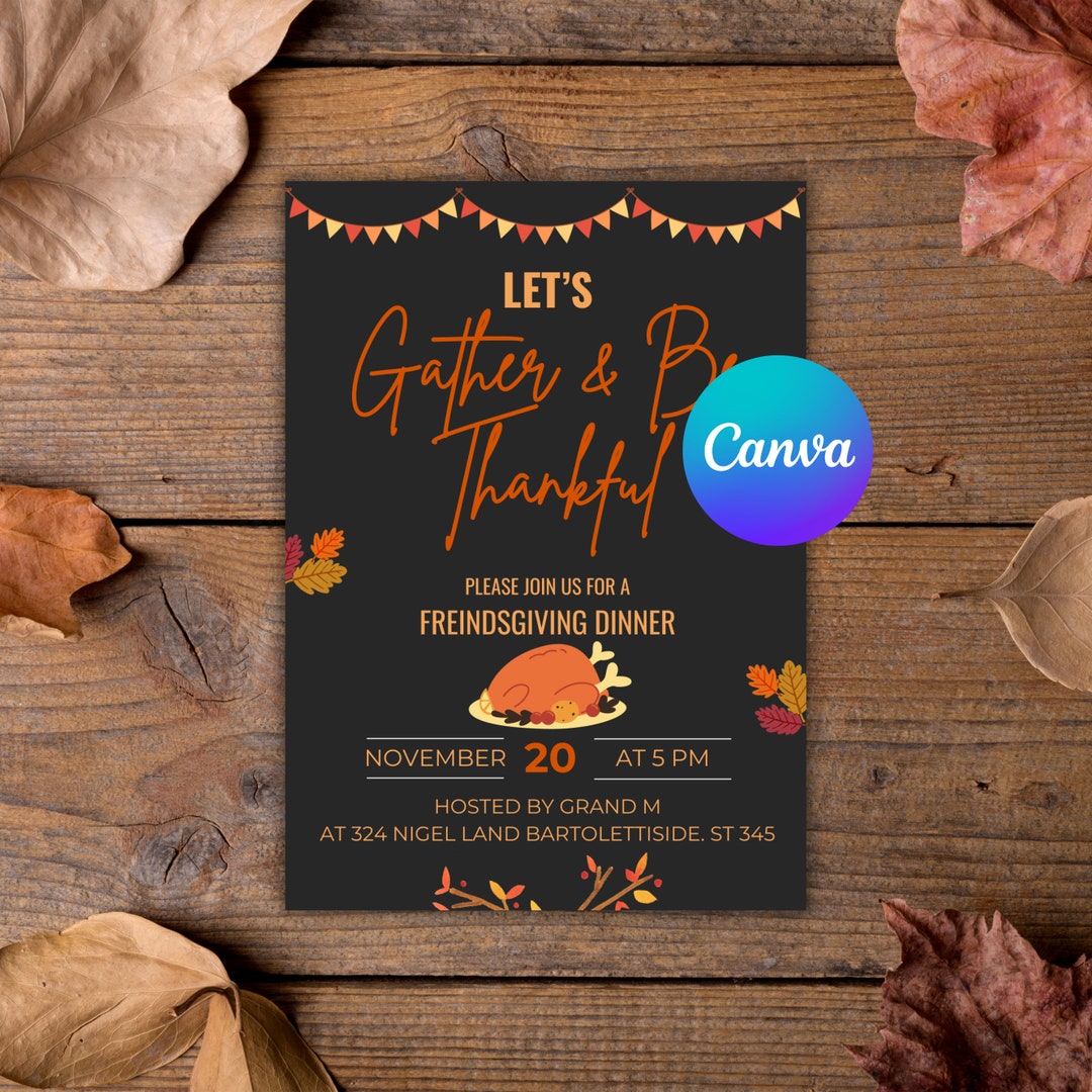 Editable Friendsgiving Invite, Editable Thanksgiving Invite ...