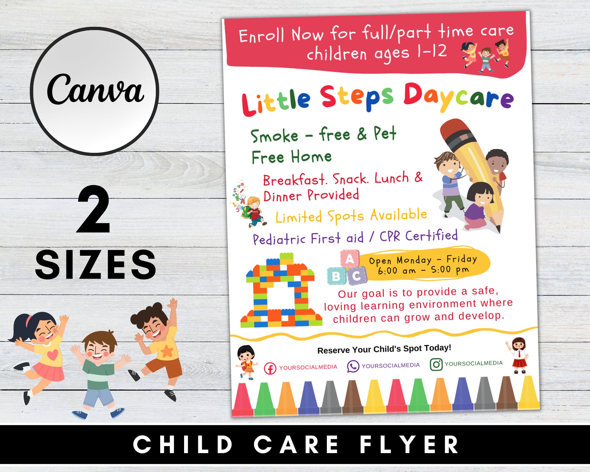 Child Care Flyer Template Baby Sitting Playtime Theme - Etsy