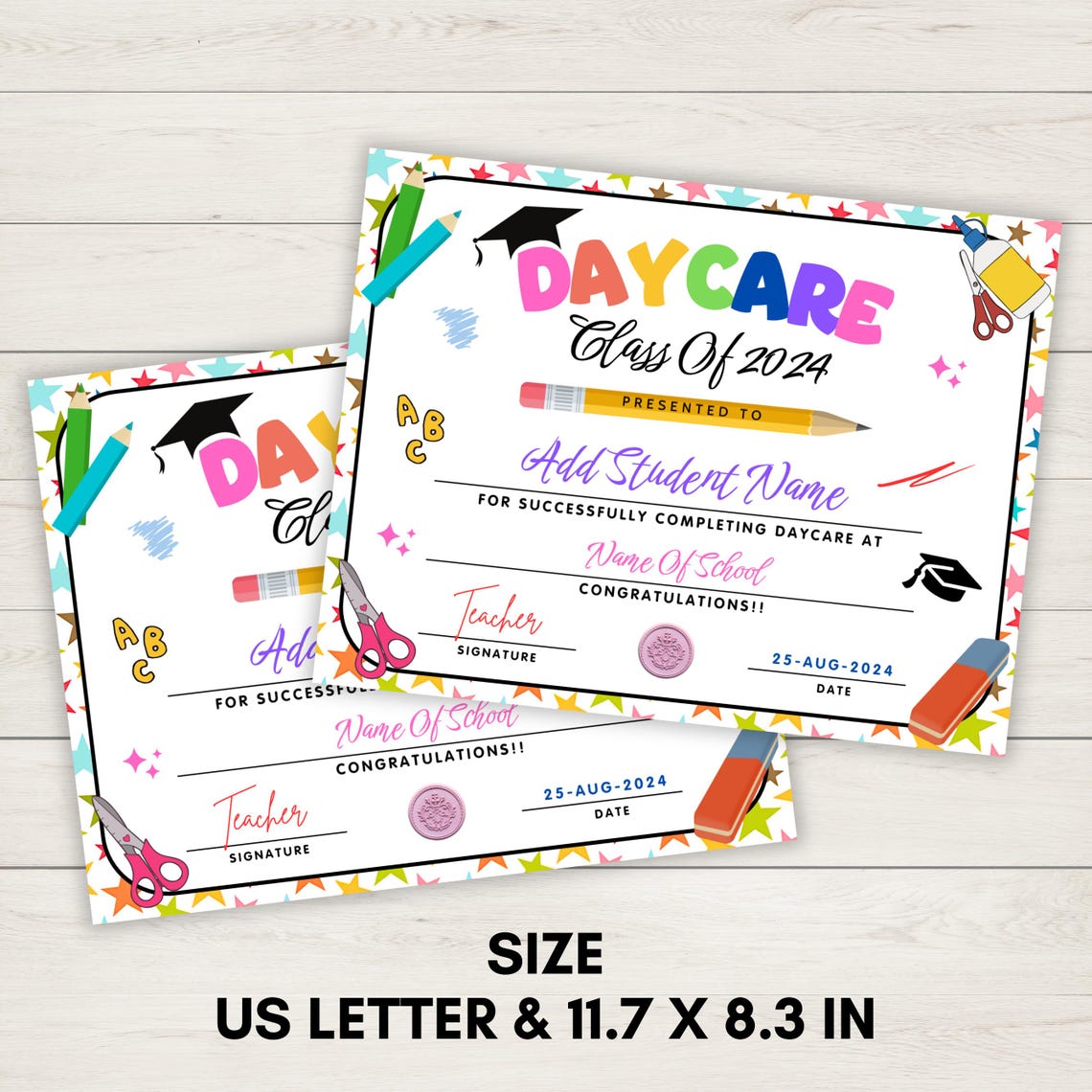 Editable Daycare Certificate, School Certificate Template, School ...