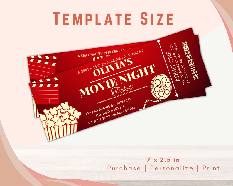 Editable Movie Ticket Birthday Invitation Movie Party Ticket - Etsy