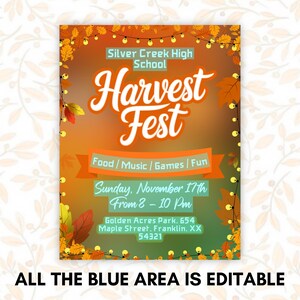 Editable Harvest Fest Flyer, Fall Festival Invitation, Church Fall ...