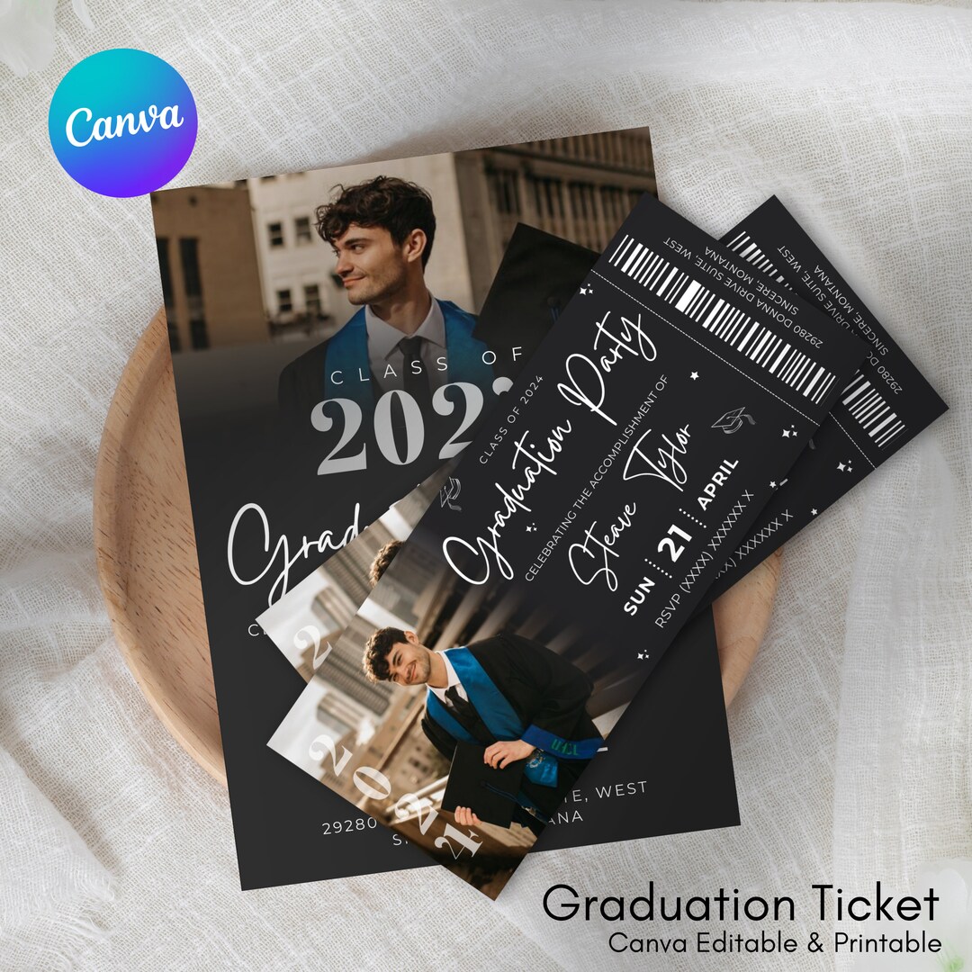 Graduation Ticket Invitation, Class of 2024 Graduation Favors Canva ...