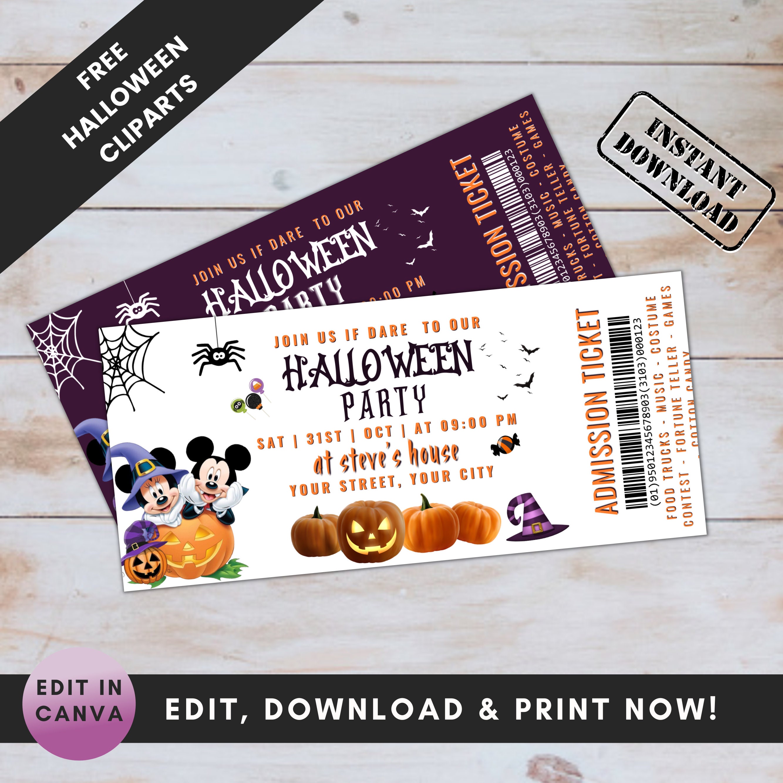 Editable Halloween Ticket Invitation Halloween Tickets - Etsy