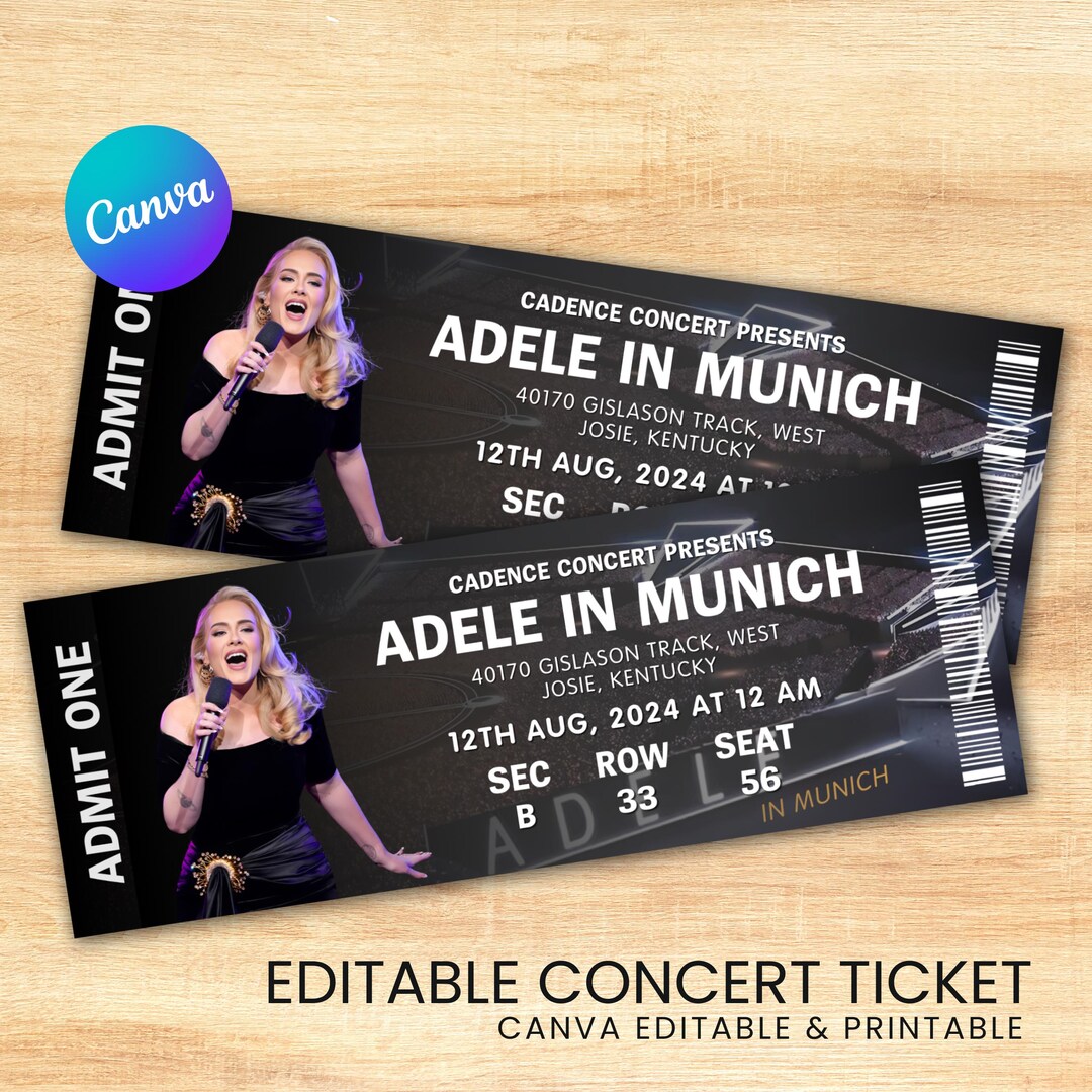 Editable Concert Ticket Template, Custom Concert Ticket Gift, DIY Event ...