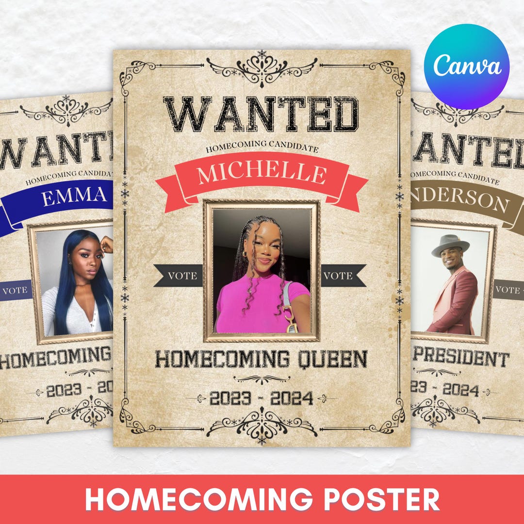 Editable Wanted Poster Homecoming Queen, Homecoming Poster, Homecoming ...