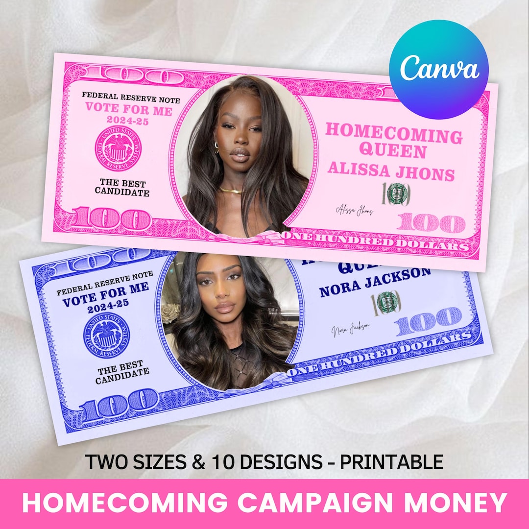 Homecoming Campaign Money, Prom Queen, Editable Fake Money, Homecoming ...