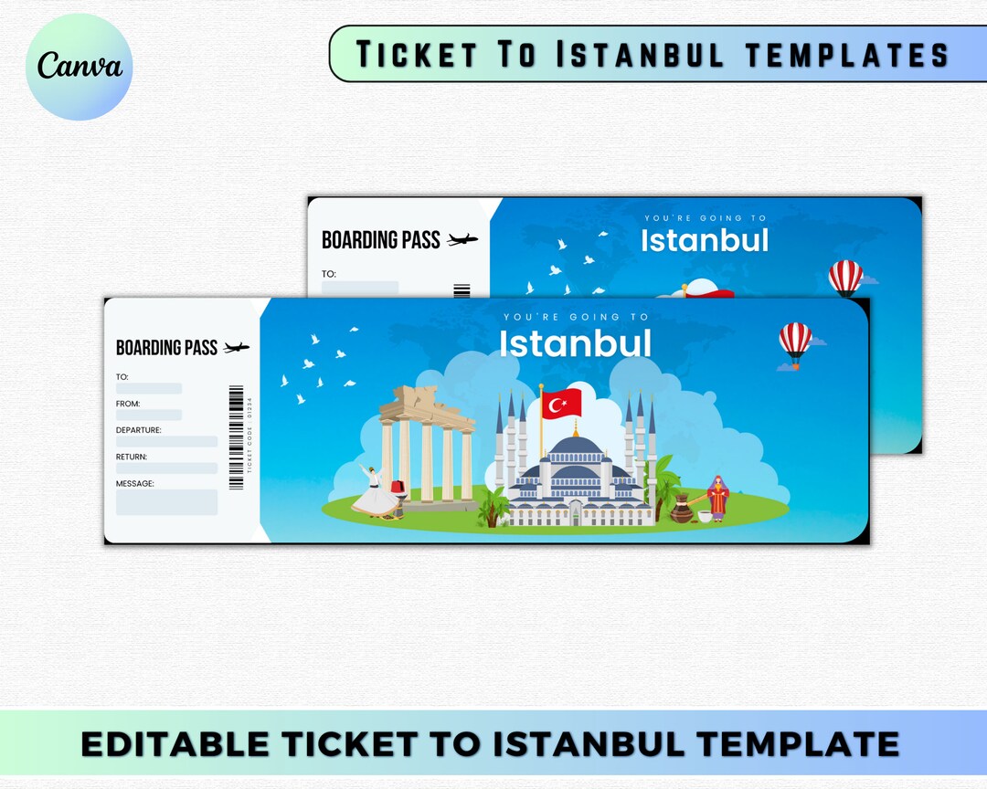Editable Boarding Pass Template, Printable Airline Ticket, Canva ...
