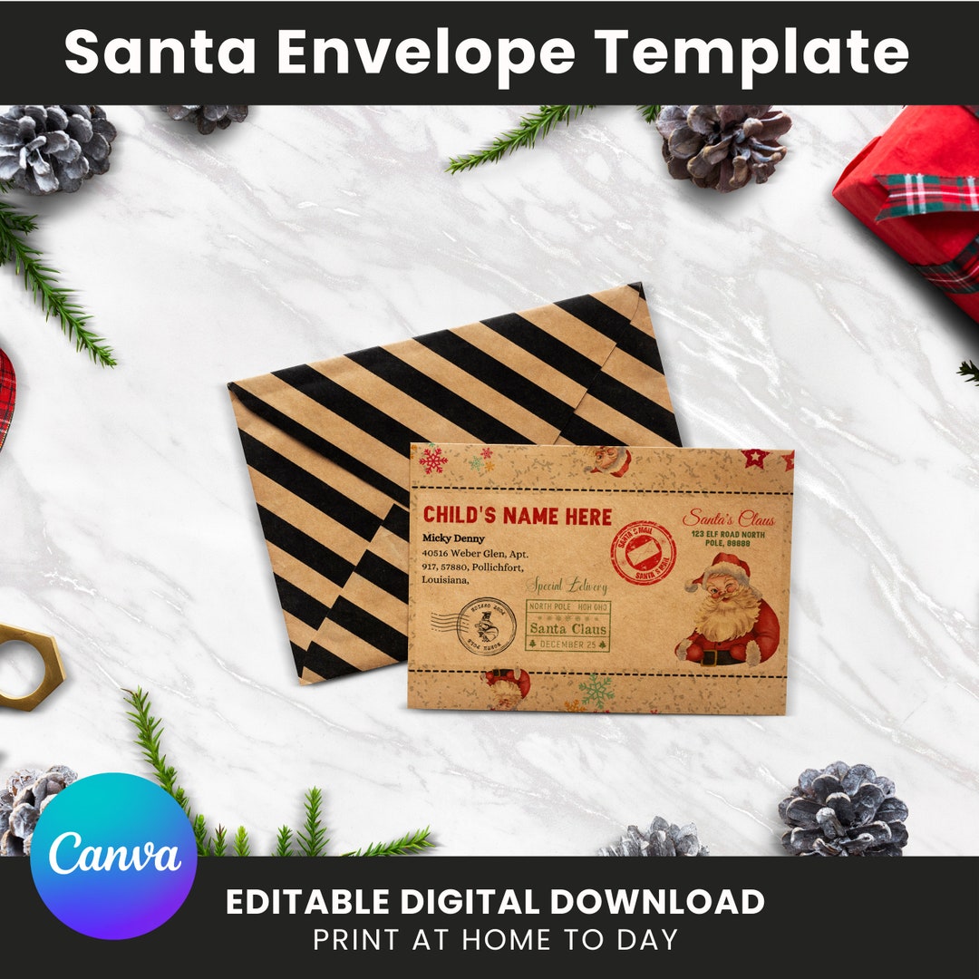 Editable Santa Envelope Template, Letter From Santa Envelope Template ...