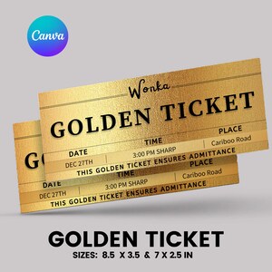 Golden Ticket Template, Printable Golden Ticket Editable Template ...