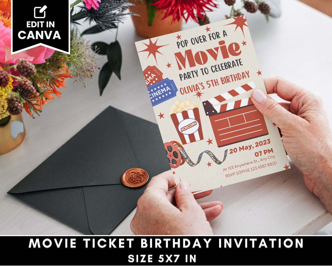 Editable Ticket Template,movie Ticket,movie Invitation,surprise Movie ...