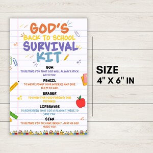 God Survival Kit, Editable Back to School Gift Tag, Christian School ...