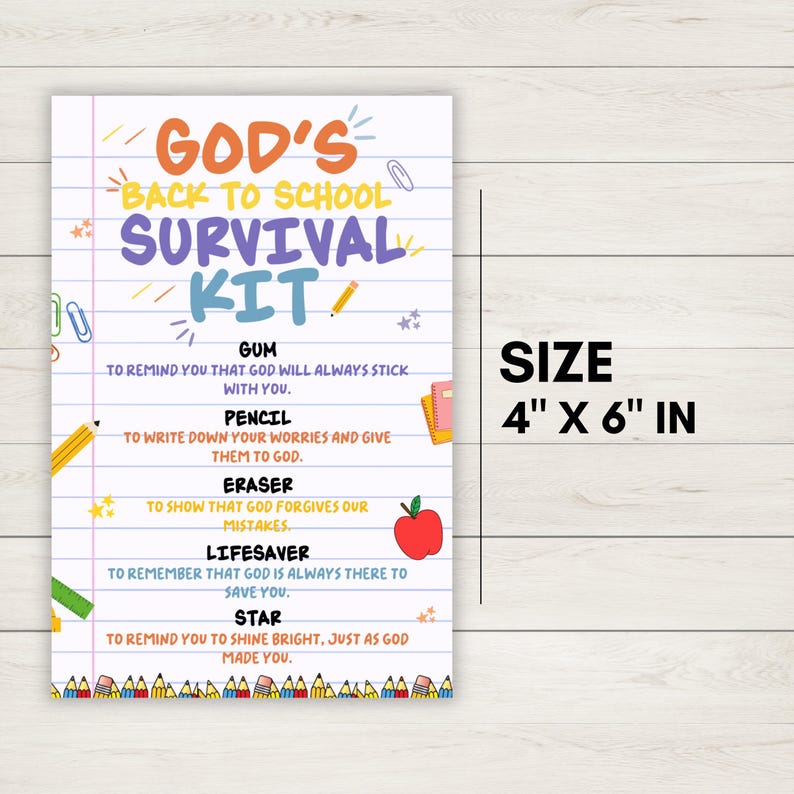 God Survival Kit, Editable Back to School Gift Tag, Christian School ...