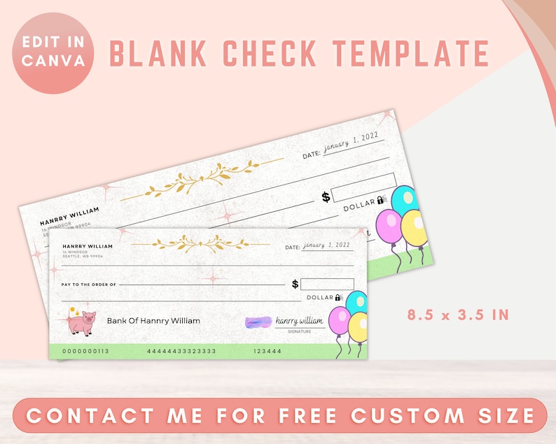 Editable Bank Check, Blank Check Template, Blank Checks, Blank Check ...
