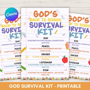 God Survival Kit, Editable Back to School Gift Tag, Christian School ...