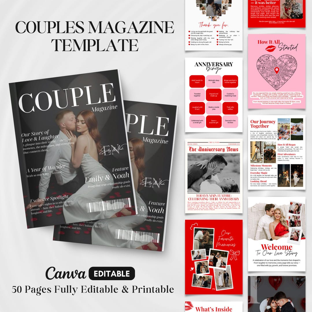 Custom Couple Magazine Personalized Magazine for Couples Canva Couple ...