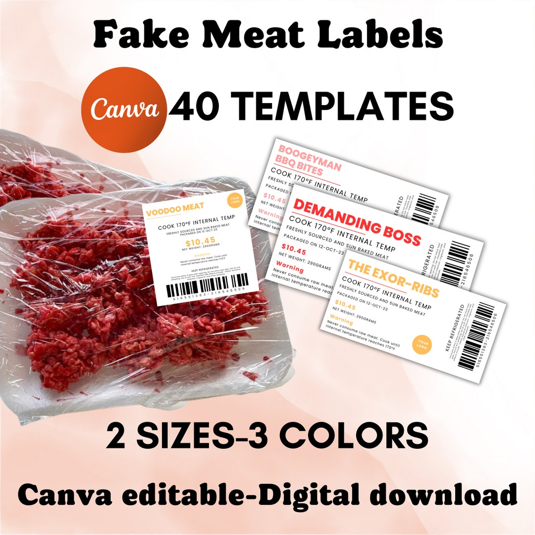 Halloween Meat Stickers, Fake Meat Labels, Raw Meat Rice Treat Labels ...
