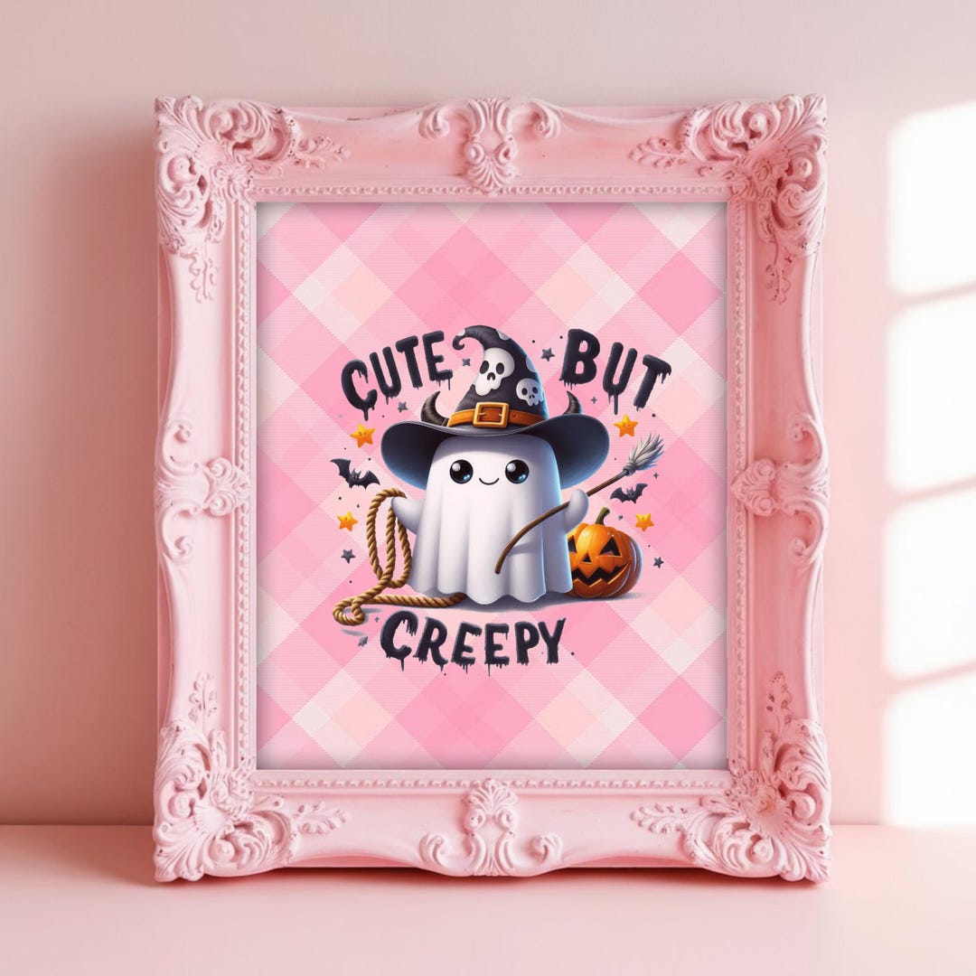 Pink Halloween Spooky Wall Art, Printable Pink Halloween Poster ...