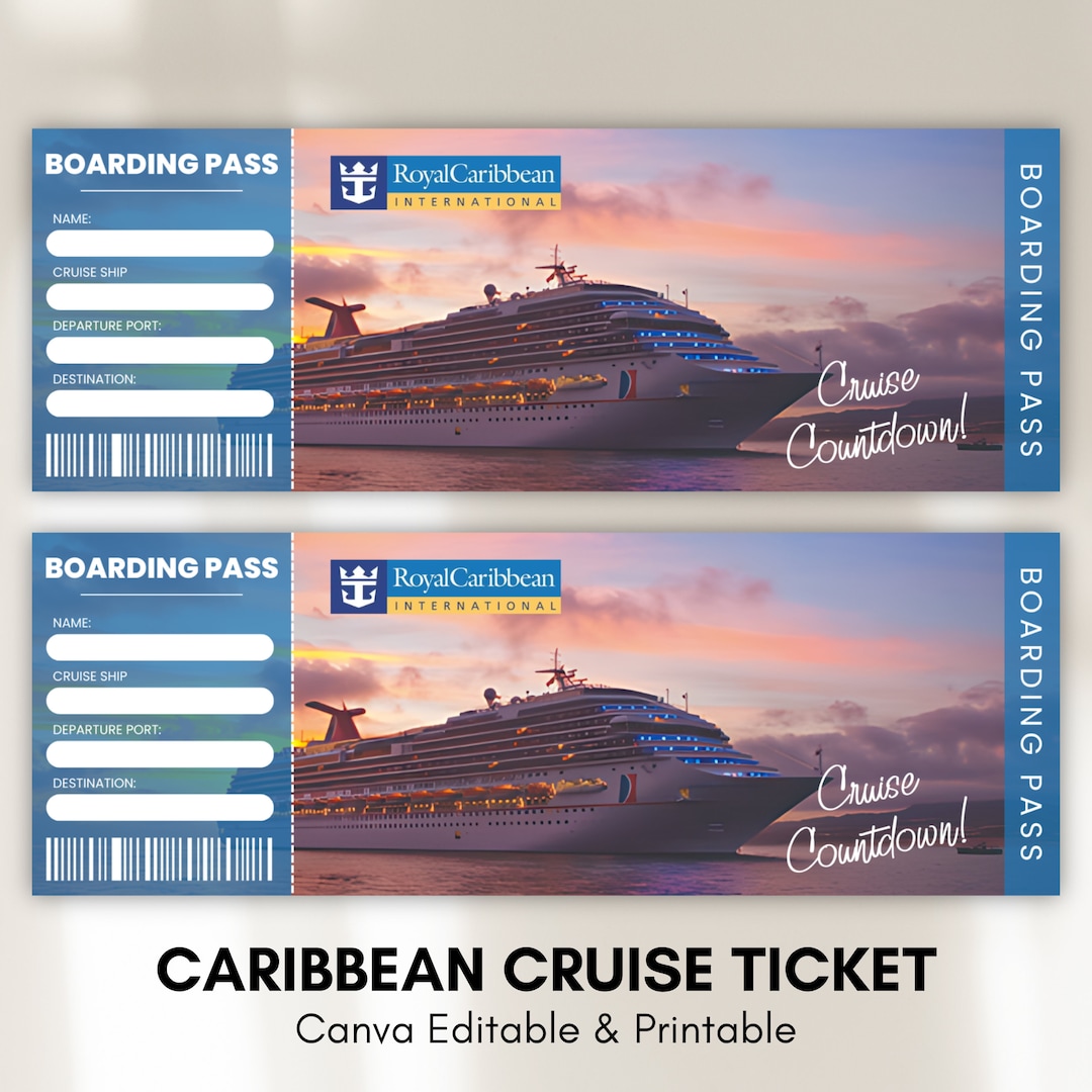 Canva Template Royal Caribbean Cruise Ticket, Trip Ticket, Vacations ...