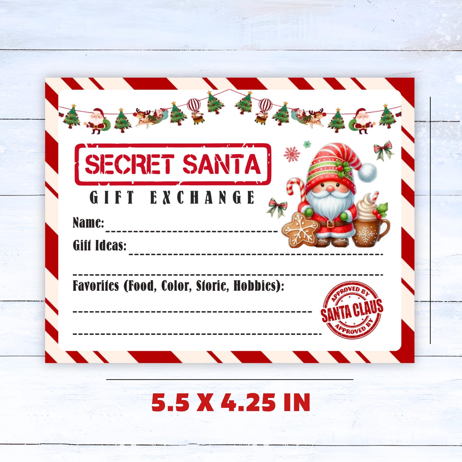 Secret Santa Gift Exchange Cards, Printable Christmas Game, Gift ...