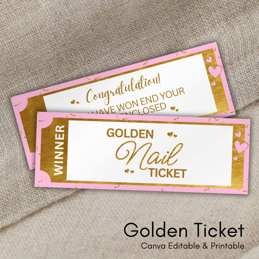 Golden Ticket Template, Printable Golden Ticket Editable Template ...