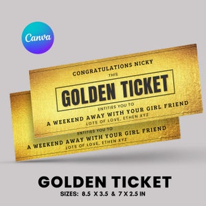 Golden Ticket Template, Printable Golden Ticket Editable Template ...