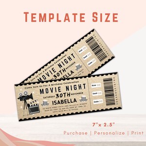 Editable Ticket Template,movie Ticket,movie Invitation,surprise Movie ...
