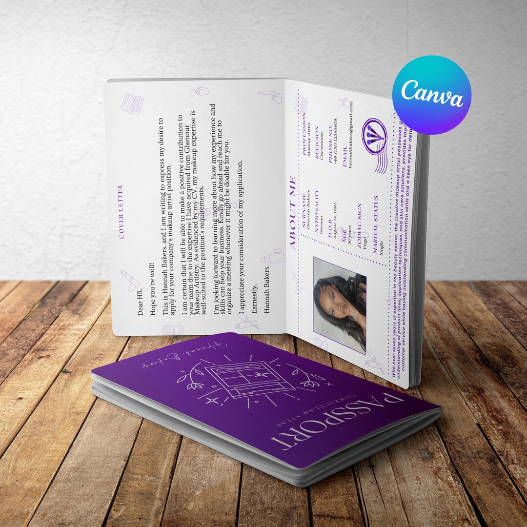 Passport CV Template, CV Template With Photo, Passport Resume With ...