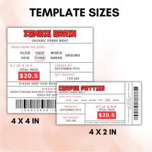 Editable Halloween Meat Labels, Fake Food Labels, Meat Stickers, Zombie ...