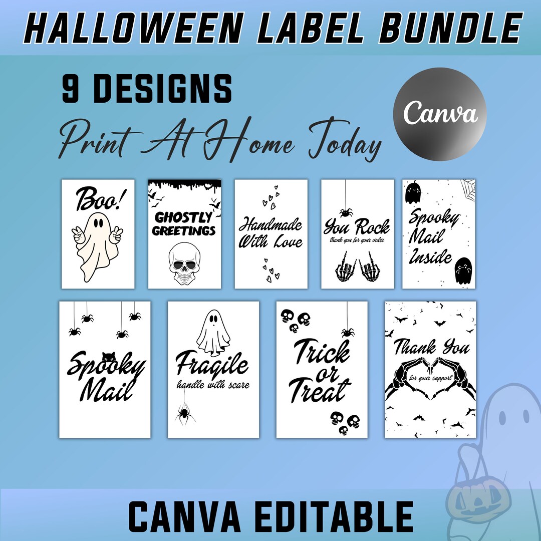 Editable Halloween Labels, 9 Thermal Labels for Small Businesses ...