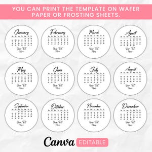 Burn Away Cake Topper Calendar Template, 2065 Custom Calendar Editable ...