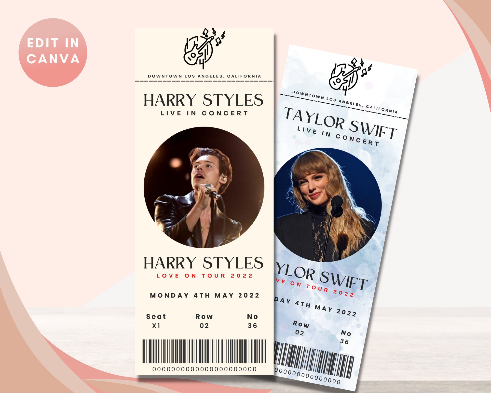 Concert Ticket Template Gift Certificate Personalized Event - Etsy