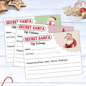 Secret Santa Gift Exchange Cards, Printable Christmas Game, Gift ...