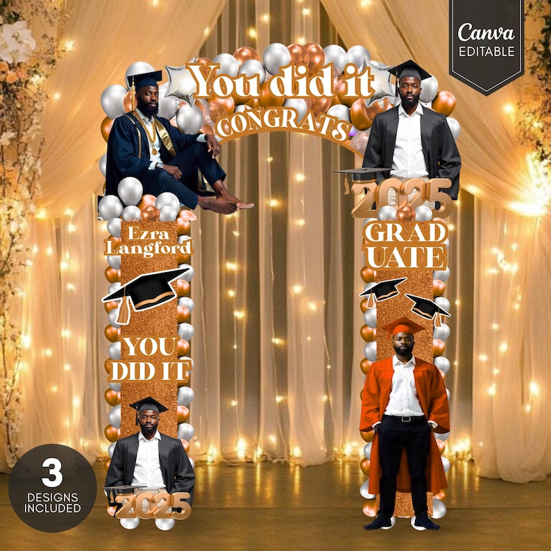 Graduation Entrance Arch Design, Editable Graduation Arch Template ...