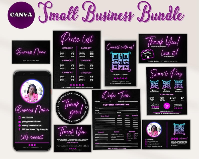 Craft Show Bundle, Small Business Bundle, Price List Template, QR Code ...